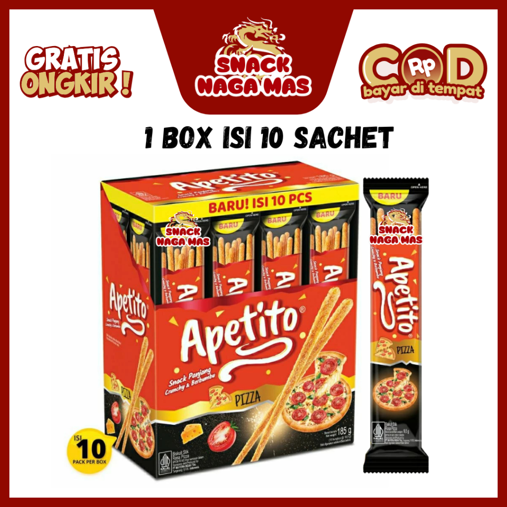 Jual APETITO STIK BISKUIT PIZZA BBQ [1 BOX ISI 10 PCS] Cookies Snack ...