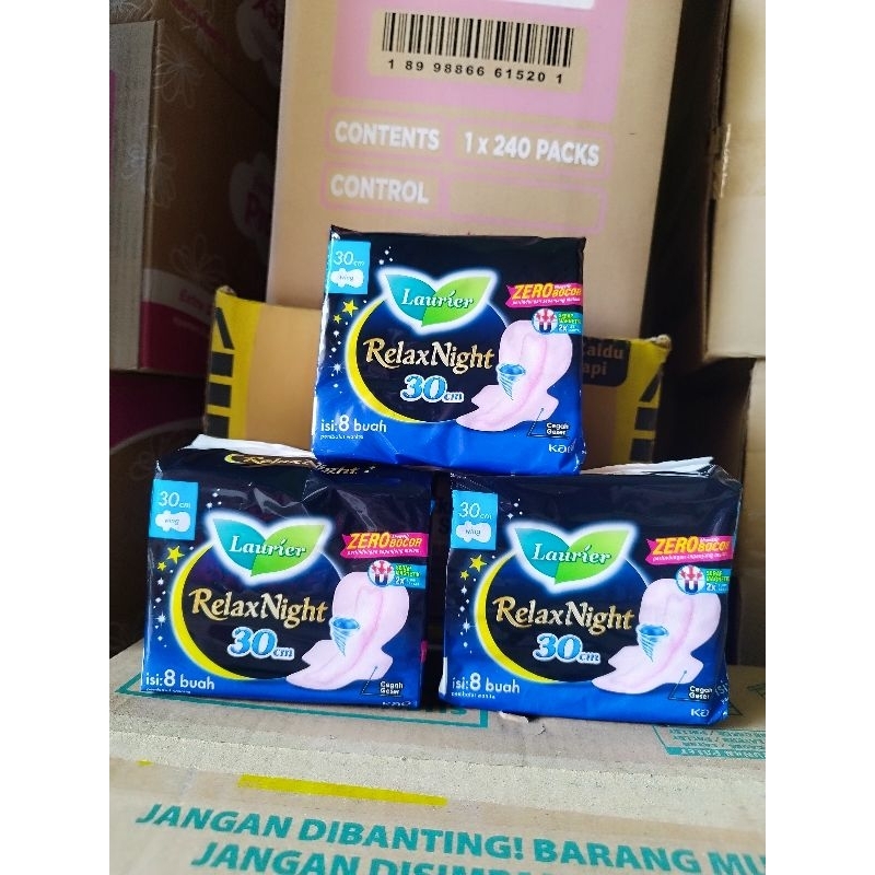 Jual 3 pack (24pcs) LAURIER relax night 30cm wing | Shopee Indonesia