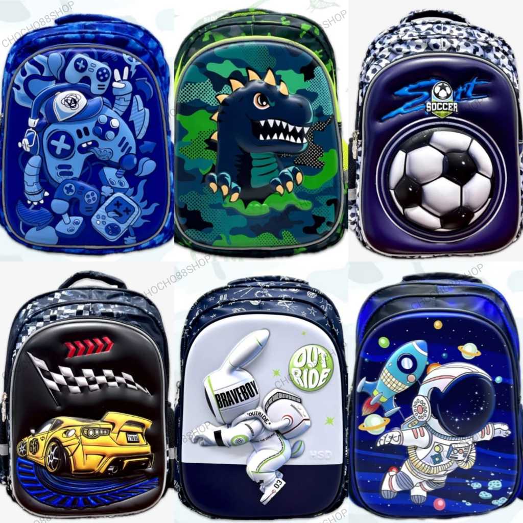 Jual Tas Ransel SD TK PAUD Anak Laki Laki Tas Sekolah Anak Gambar Timbul Dinosaurus Astronot ...