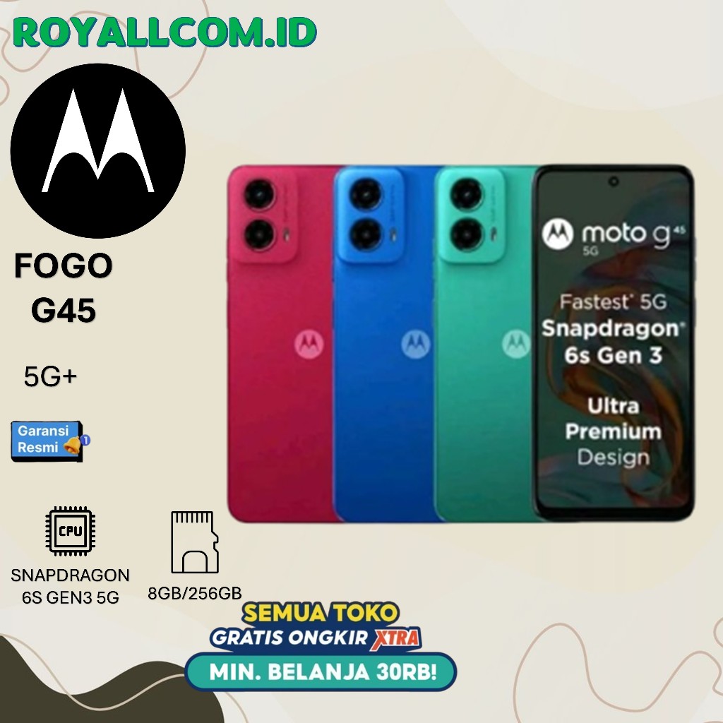 Jual Motorola G45 Fogo 5G+ - Snapdragon 6s Gen 3 - 6.5" 120Hz Refresh Rate Display with Dolby ...