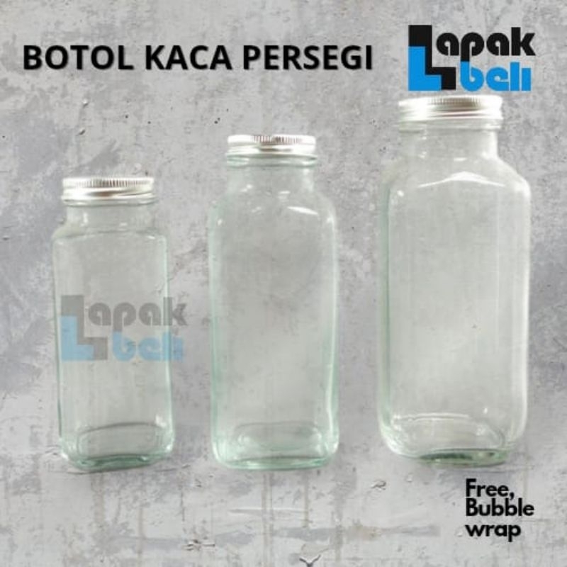 Jual BOTOL KACA KOTAK FRENCH SQUARE 250-ml 350-ml 500-ml / BOTOL KACA JUICE KOPI SUSU | Shopee ...