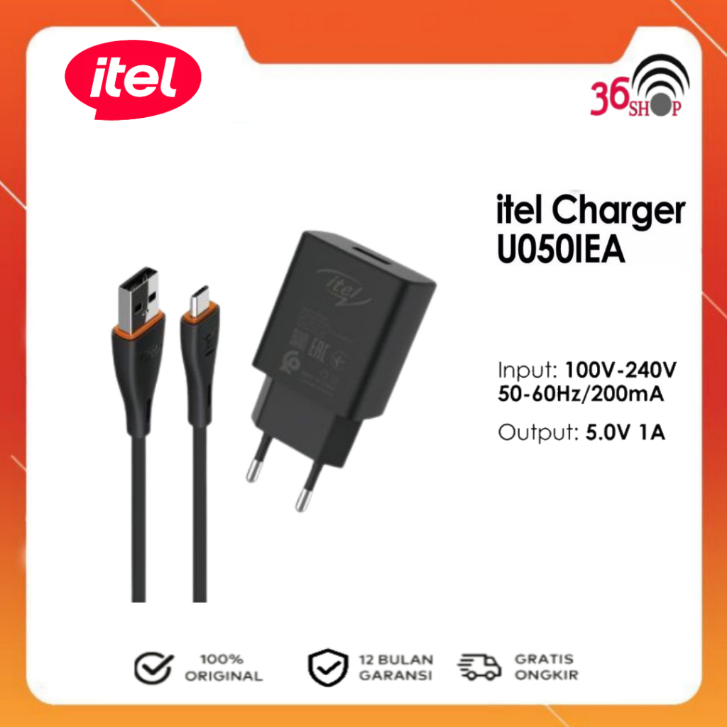 Jual ITEL Adaptor Charger - EU USB U050IEA 1A 100V-240V | Shopee Indonesia
