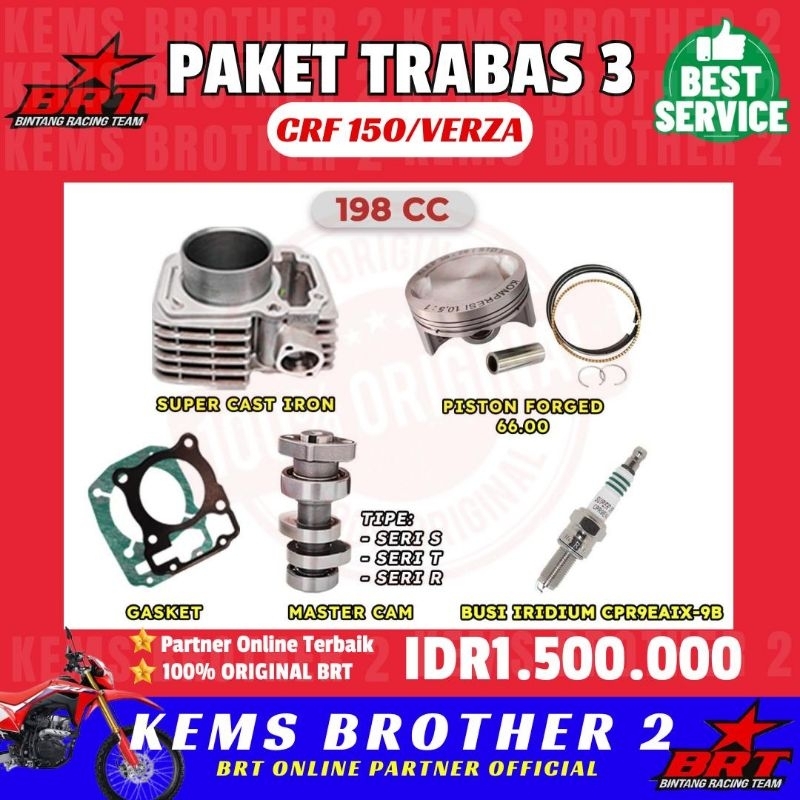 Jual PAKET BORE UP CRF TRABAS CRF 150 198 CC PISTON 66 DAN PISTON 68 ORIGINAL BRT (Blok Piston ...