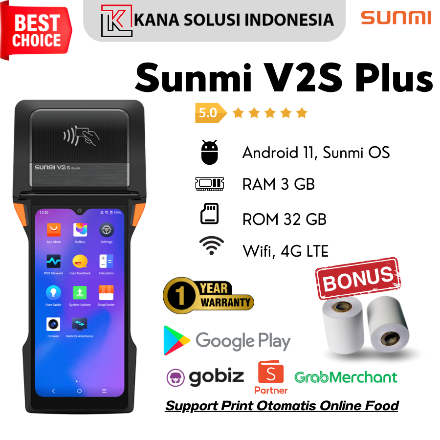 Jual Mesin Kasir Android Sunmi V2s Plus NFC RAM 3/32GB Printer 80mm | Shopee Indonesia