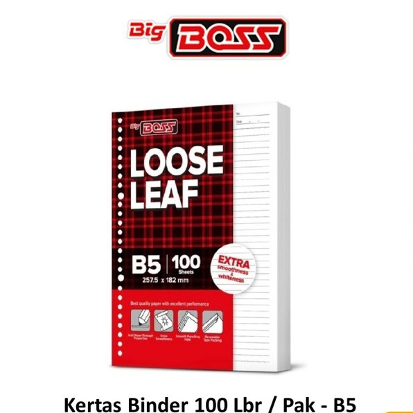Jual Loose Leaf B5 100 Lembar BigBoss PREMIUM / Kertas Binder isi ulang Binder Note B5 Garis 100 ...