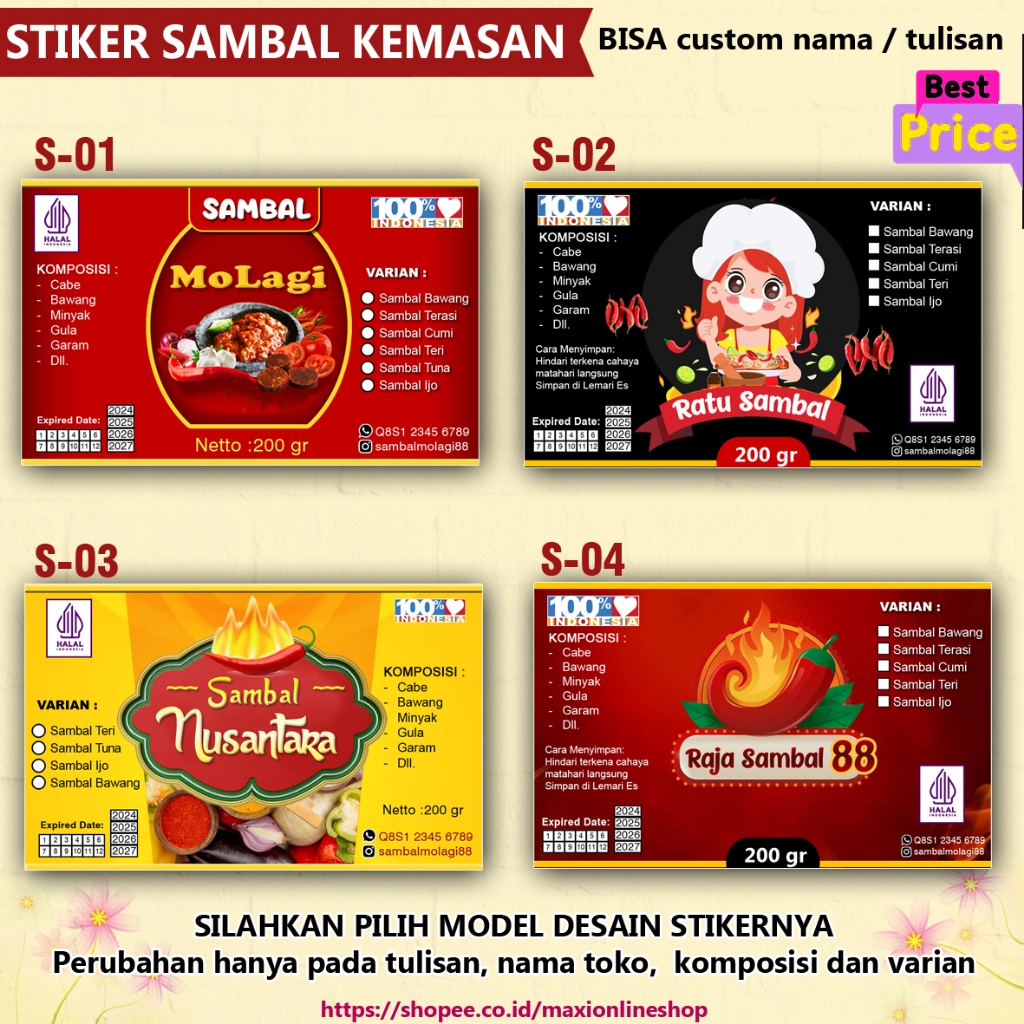 Jual CETAK LABEL STIKER BOTOL KEMASAN STIKER SAMBAL | Sticker Sambal ...