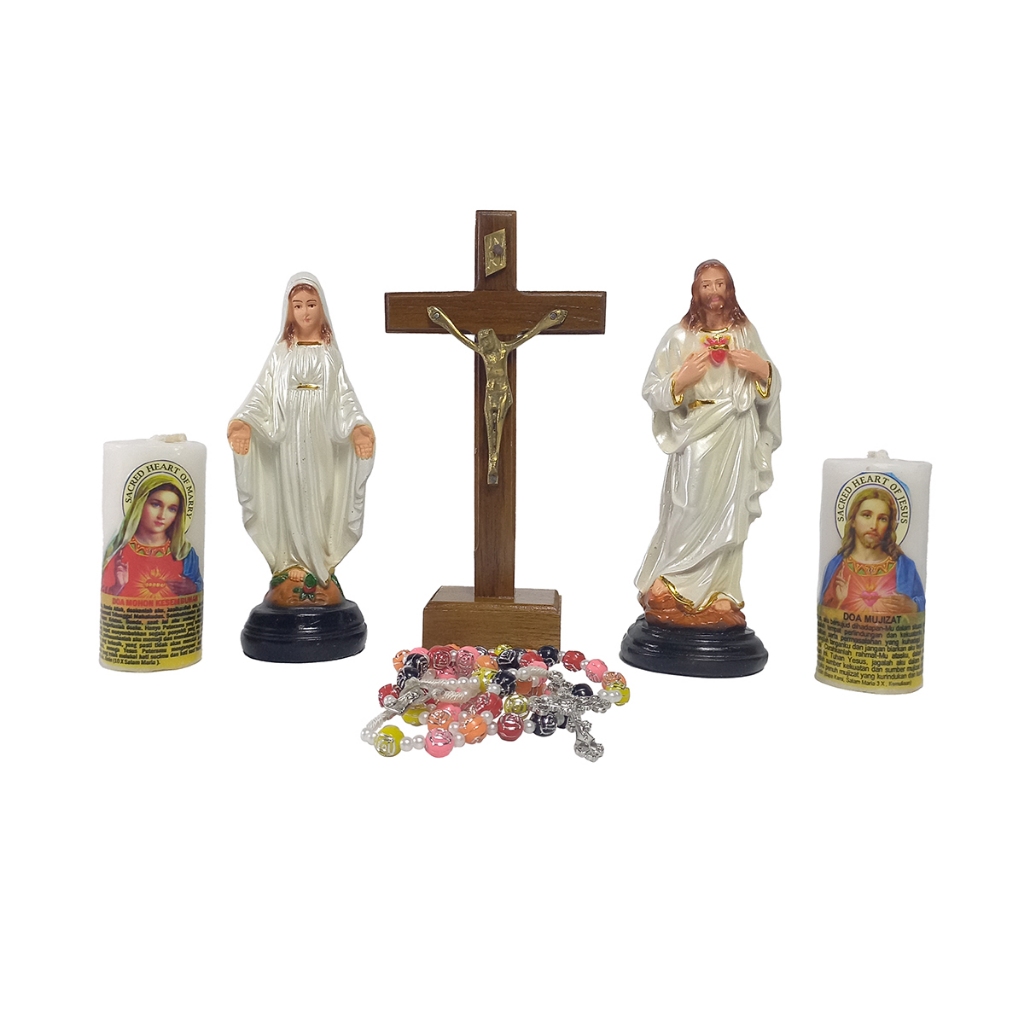 Jual EKSKLUSIF (Set Doa Mini 15 cm) Paket Doa Devosi Kepada Bunda Maria dan Hati Kudus Yesus ...
