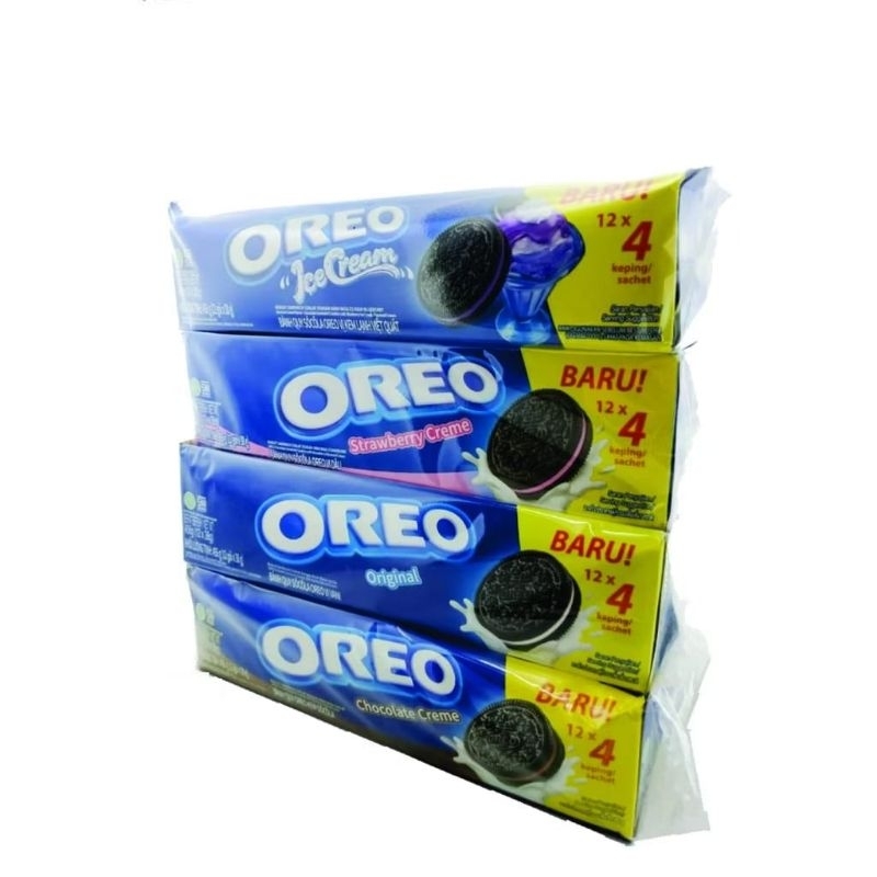 Jual Biskuit Oreo 1box isi 12, ada Rasa Vanila, strawberry, Coklat, ice ...