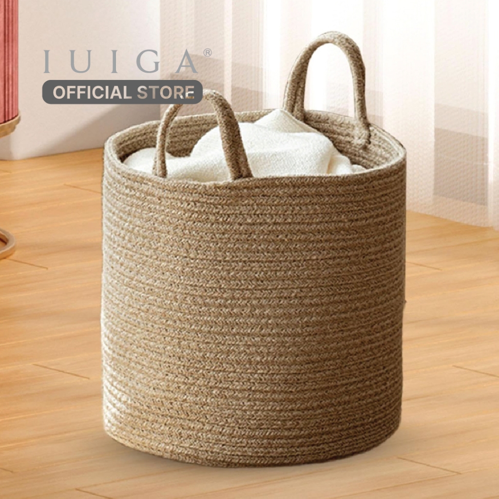 Jual IUIGA Cotton & Linen Woven Storage Basket - Keranjang Anyaman ...