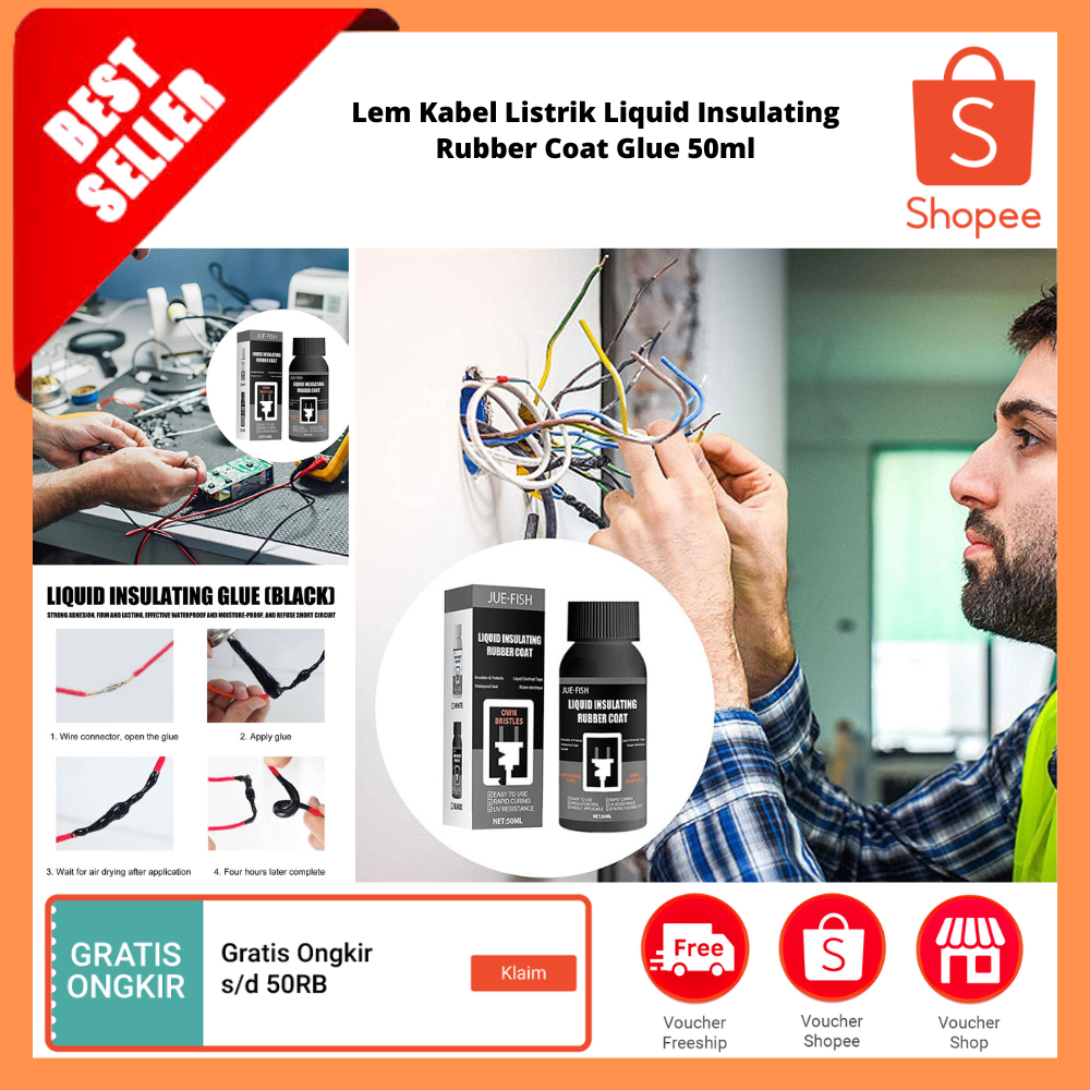 Jual Lem Kabel Listrik Liquid Insulating Rubber Coat Glue 50ml /Pita ...