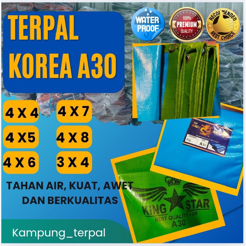 Jual TERPAL KOREA A30 SUPER TEBAL SUPER KUAT warna biru hijau ukuran ...