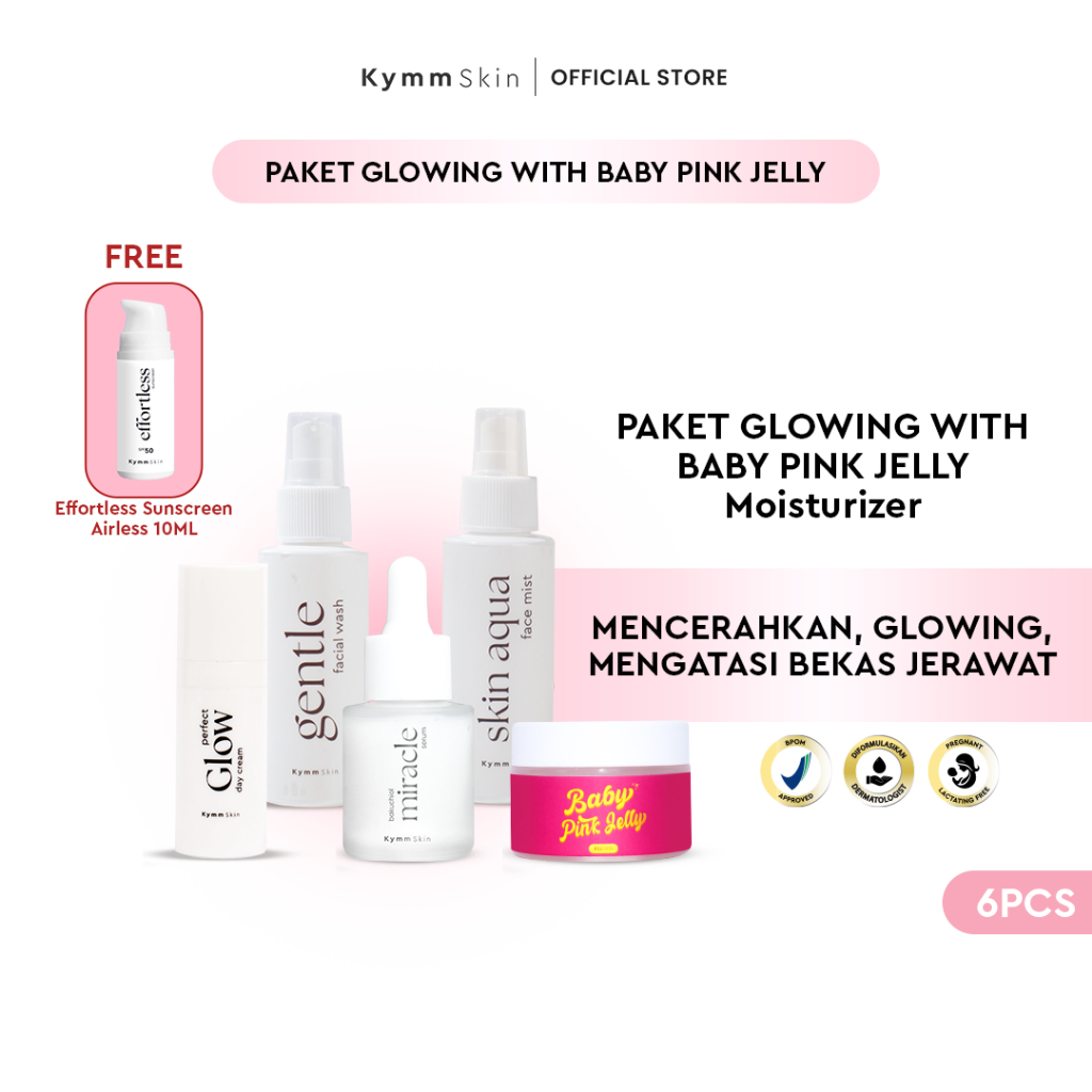 Jual [6pcs] [Free Sunscreen 10ml] KYMM SKIN Paket Whitening Baby Pink ...