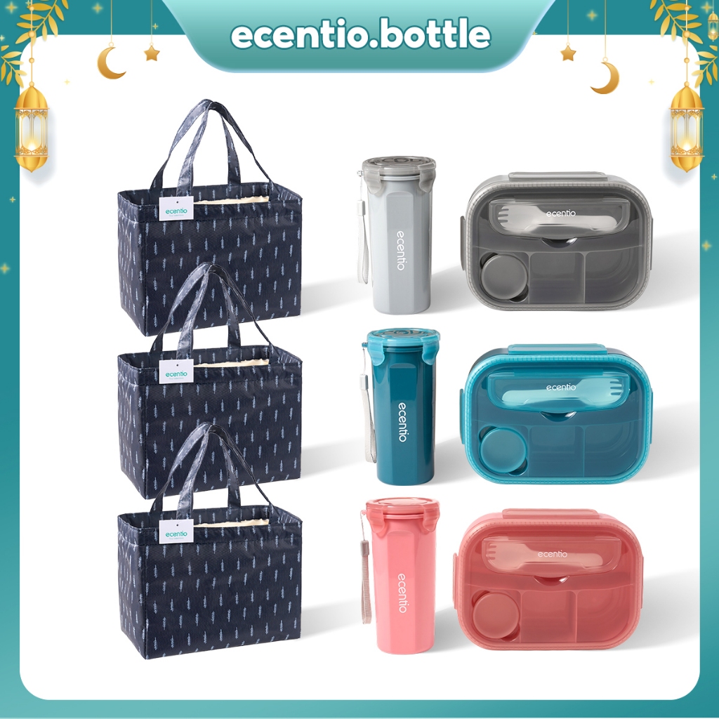 Jual ecentio Lunch Box Set 4 Grid Anti Tumpah Dan Tas/Kotak Bekal Makan ...