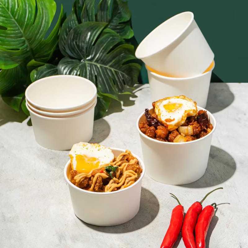 Jual Paper Bowl Putih & Tutup / Rice Bowl / Mangkok Kertas 500ml, 650ml ...