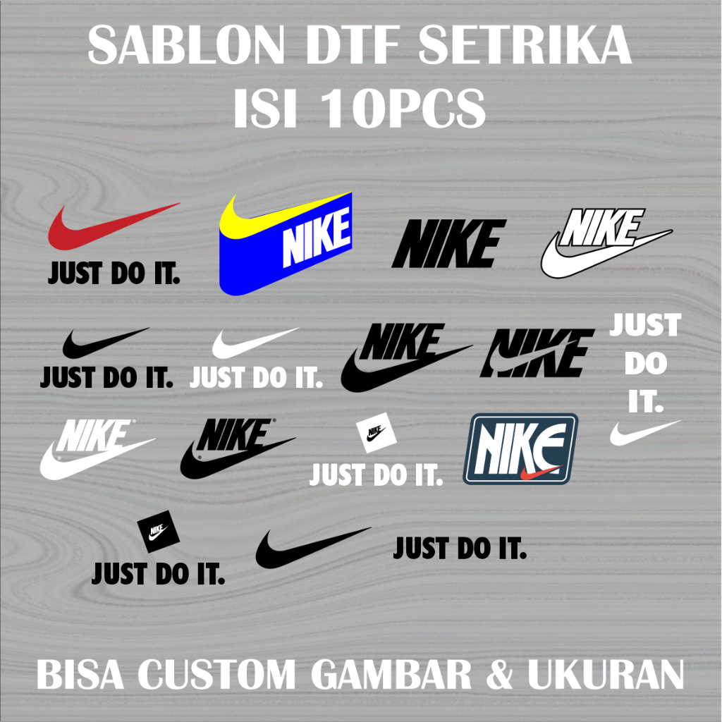 Jual Sablon DTF Setrika Nike Isi 10 Pcs / Sablon Stiker Gambar Logo ...