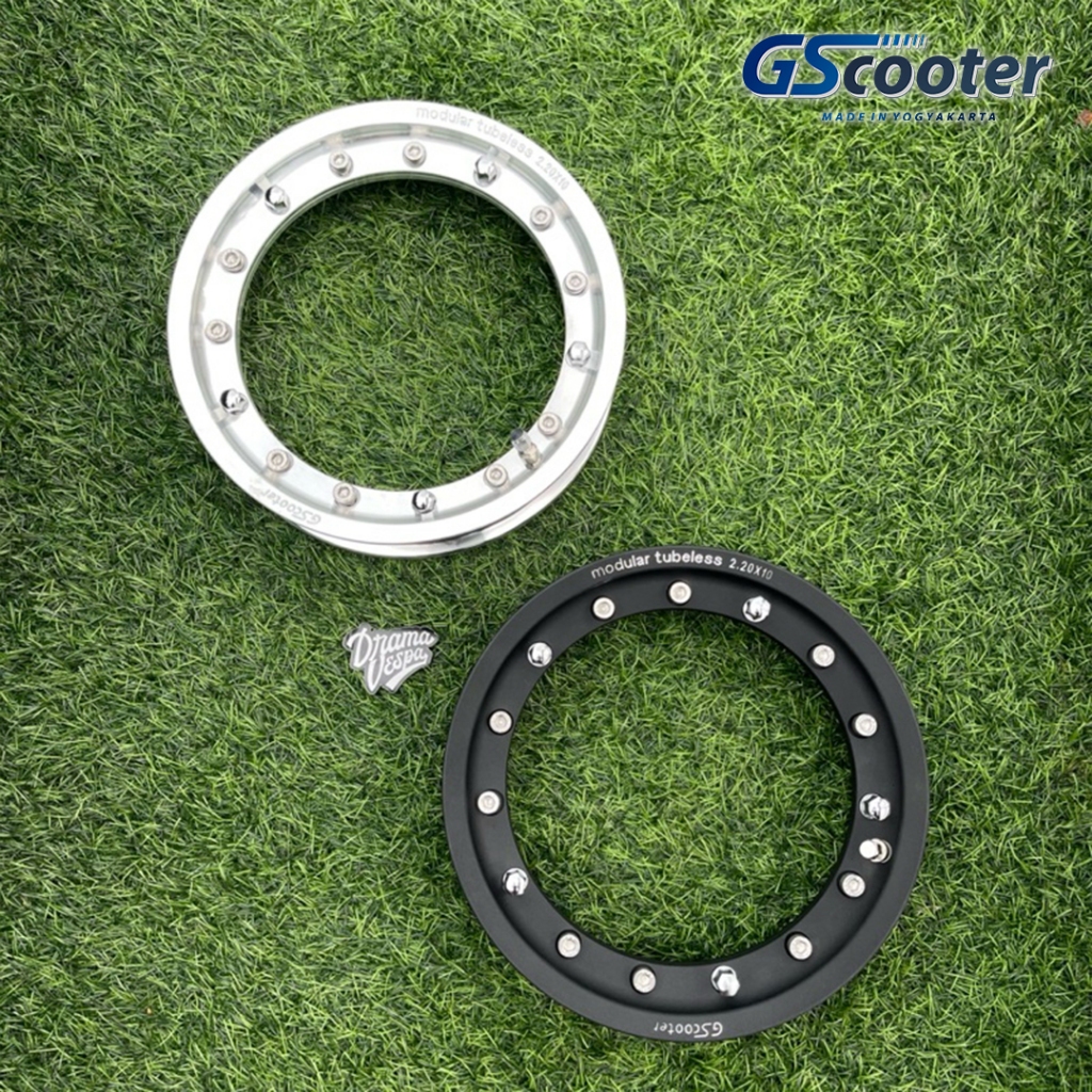 Jual Velg Vespa Ring 10 / 8 Modular Tubeless Gscooter Hitam Polish ...