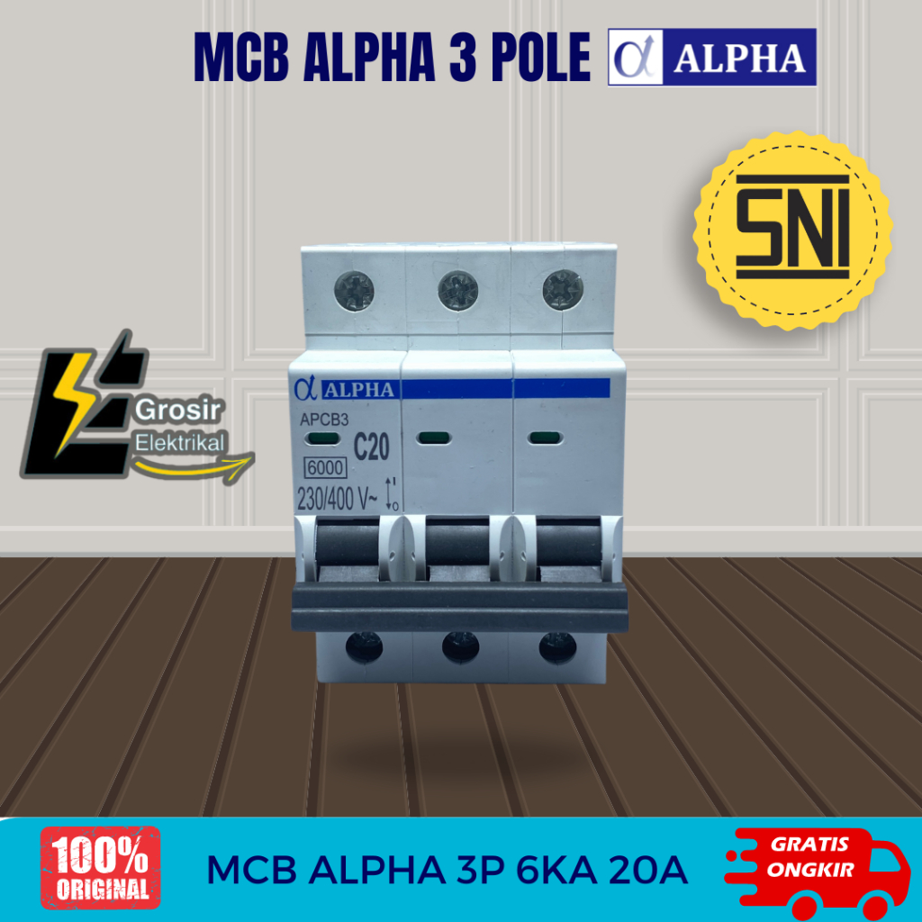 Jual MCB ALPHA 3P 6KA 20A | Shopee Indonesia