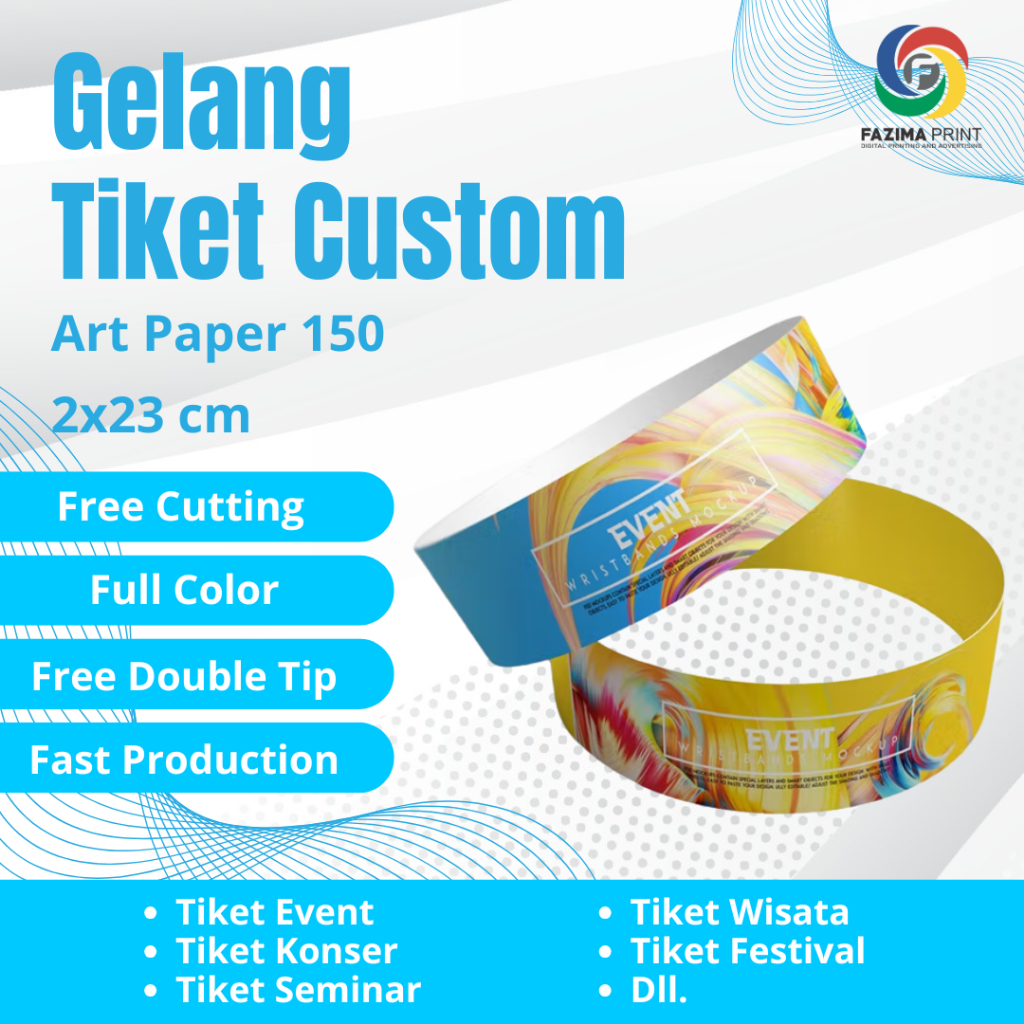 Jual Cetak Gelang Konser Bahan Kertas Art Paper / Print Custom Tiket ...