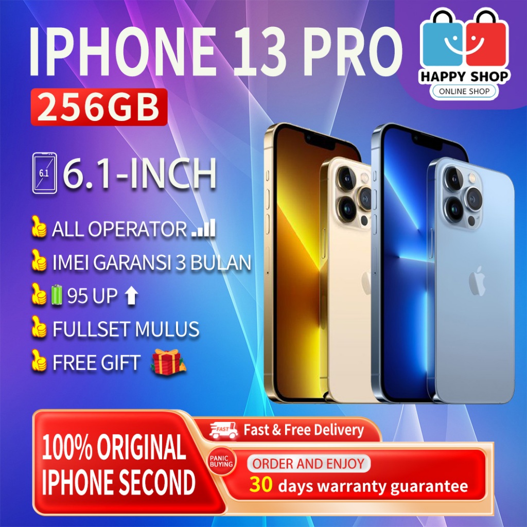 Jual iPhone 13Pro 256GB Second/Bekas Original100% Fullset OLED-Ori Mulus Normal Phone 3utools ...