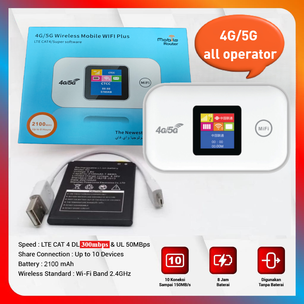 Jual Modem MIFI WIFI 4G Unlocked Operator Perdana/300Mbps 4G/5G ...