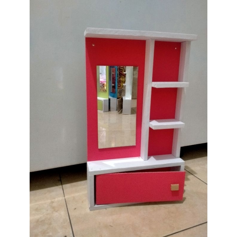 Jual Cermin Rias Minimalis/Rak Kosmetik Gantung/Rak Rias Gantung Merah ...