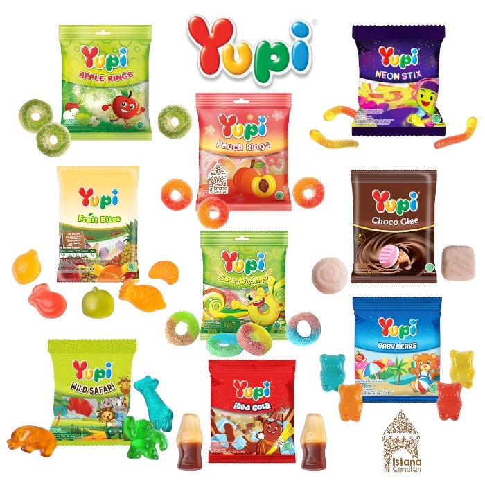Jual Yupi Yogurt Gummy / Apple / Peach Rings / Neon Stix / Fruit Bites ...