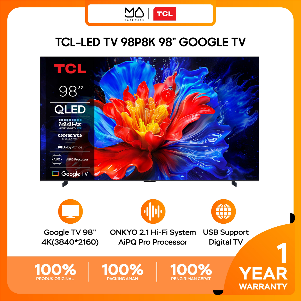 Jual TCL 98P8K P8K 98" Inch Smart Google LED TV QLED 4K UHD TV Quantum Dot 288 Hz VRR - Garansi ...