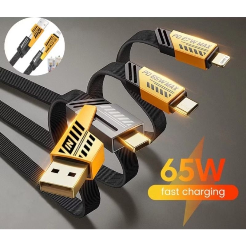 Jual Kabel Data Fast Charging 4 IN 1 USB Type A, Lightning, Type C, IOS ...