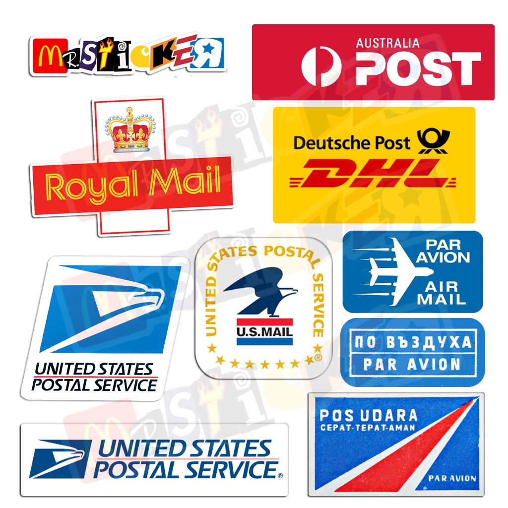 Jual sticker vintage pos air mail par avion international post logo ...