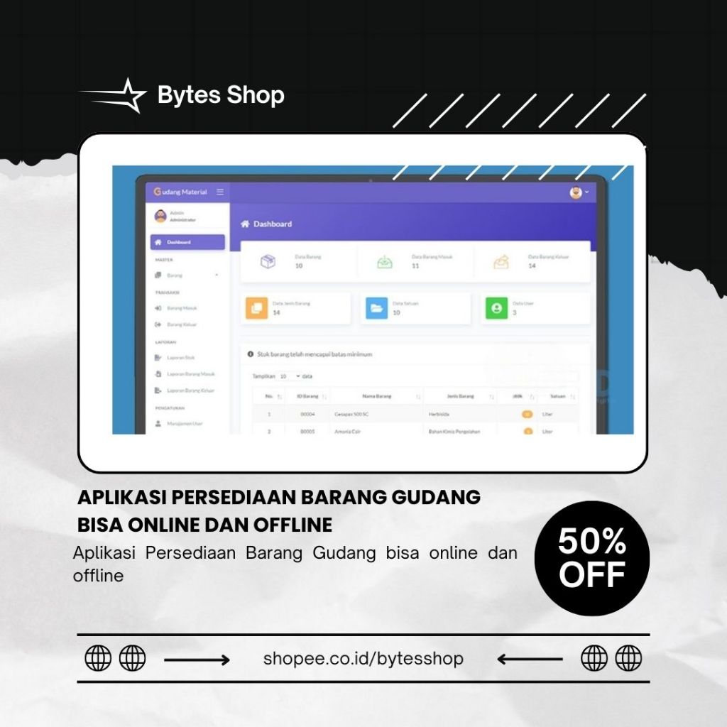 Jual Aplikasi Persediaan Barang Gudang bisa online dan offline | Shopee ...