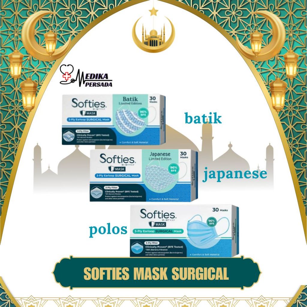 Jual Medika Persada - Softies Surgical Mask Earloop Polos Motif Batik ...