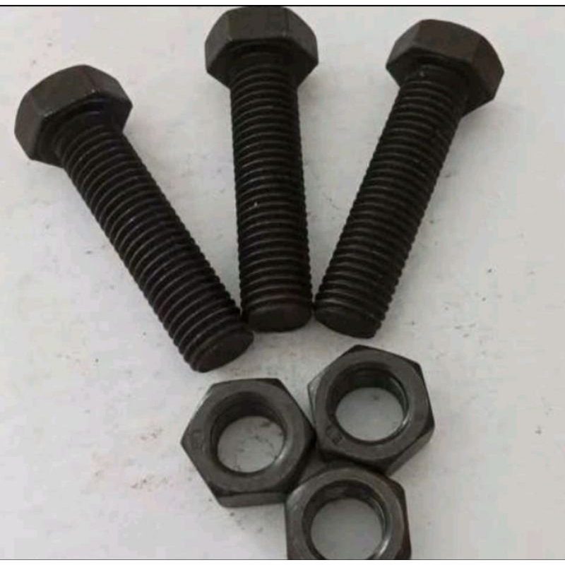 Jual Baut + Mur Besi 5/16×1 1/4/Hitam Nc/Kunci 12/(Per 10 Pcs) | Shopee Indonesia