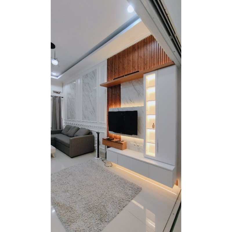 Jual Backdrop Tv Kabinet Meja Tv Minimalis Modern Lemari Tv Custom ...