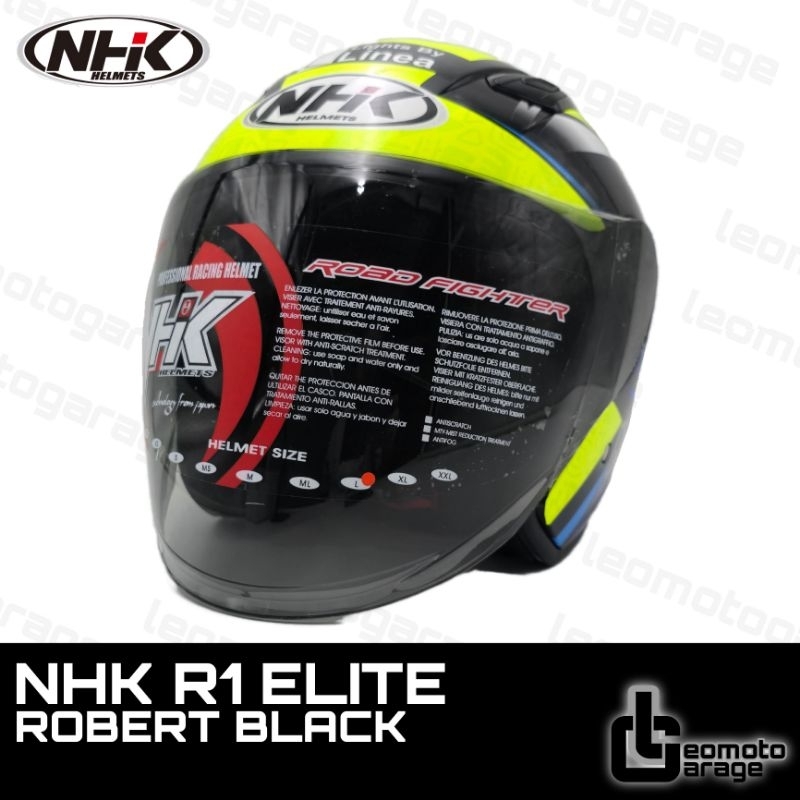 Jual HELM NHK R1 ELITE HELM HALF FACE ROBERT BLACK | Shopee Indonesia