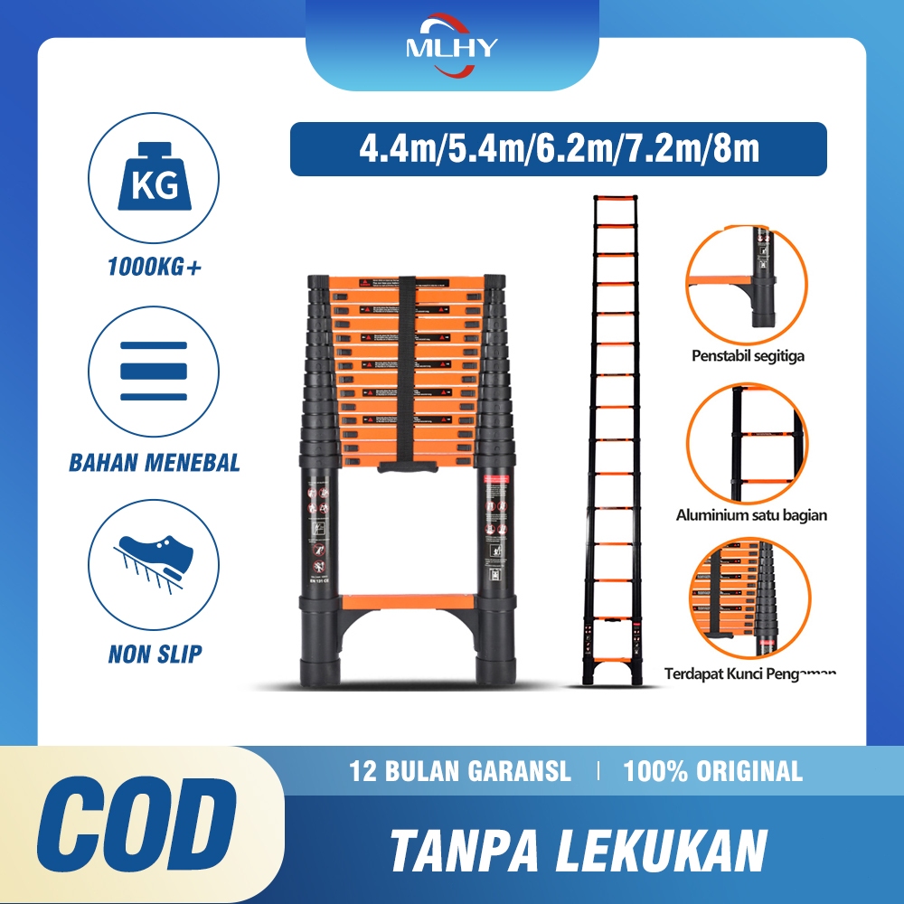 Jual Ready！MLHY Tangga Teleskopik tanpa lekukan 4.4M Aluminium Lipat ...