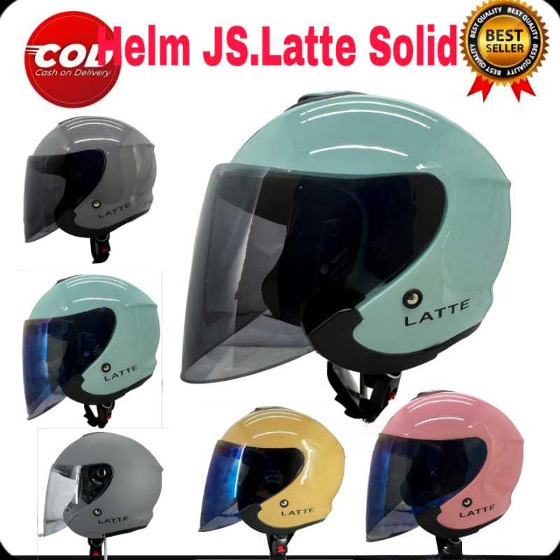 Jual Helm Half Face JS LATTE POLOS/Helm Pria/Helm Cewek Cowok/Helm ...