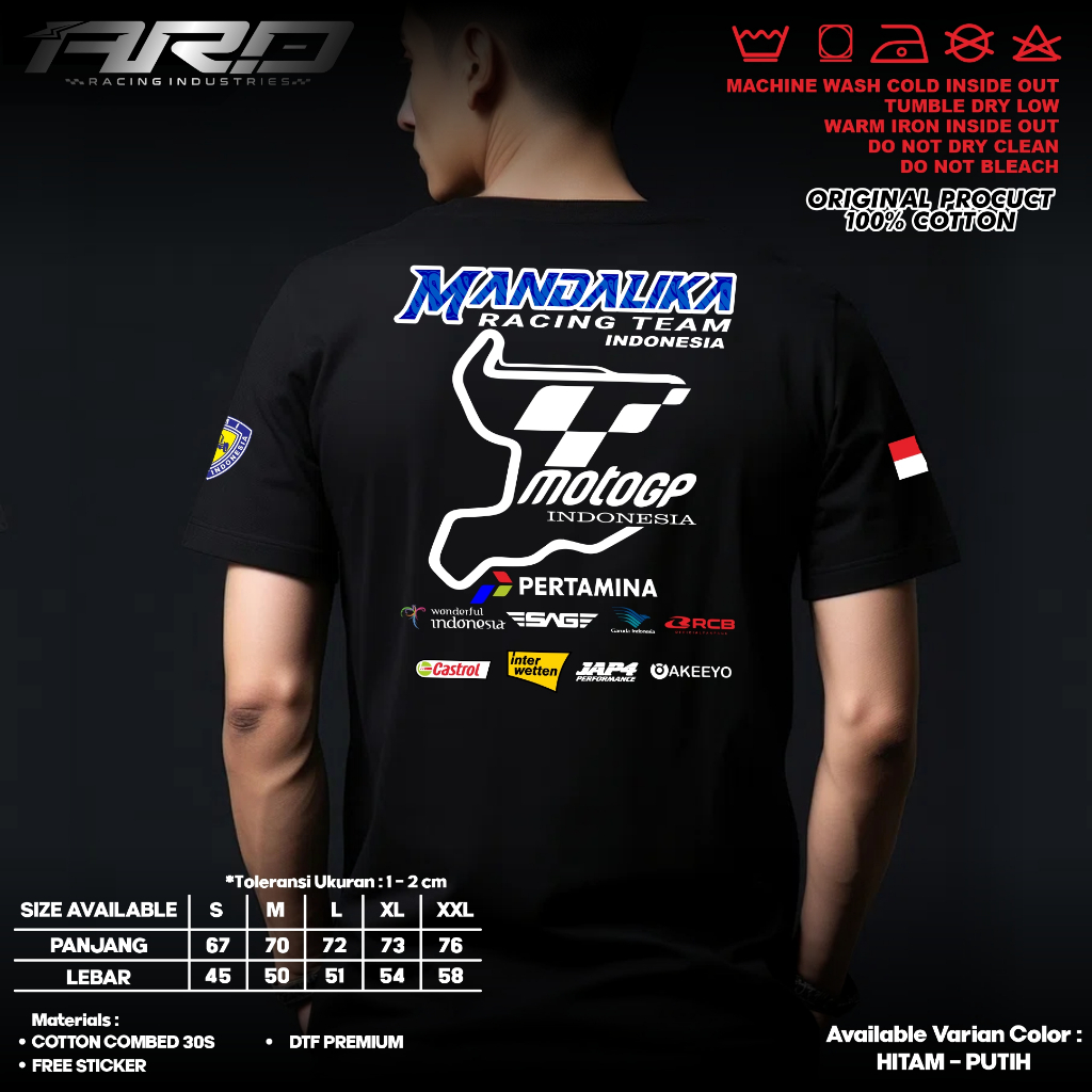 Jual Baju Kaos Mandalika Racing Team Moto GP Indonesia Hitam Dan Putih ...