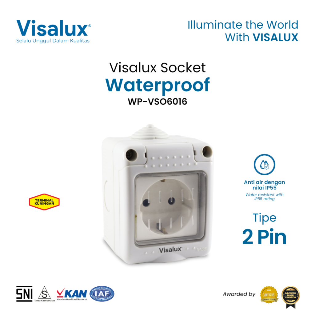 Jual Visalux Waterproof Socket Tipe 2 Pin (16A) - Soket/Stop Kontak ...