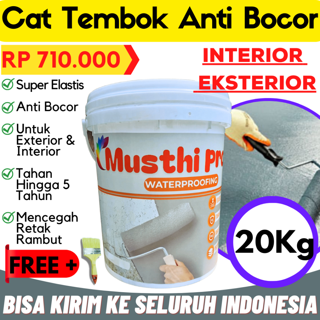 Jual Cat Pelapis Anti Bocor Anti Rembes WaterProof Musthi Paint 20 Kg ...