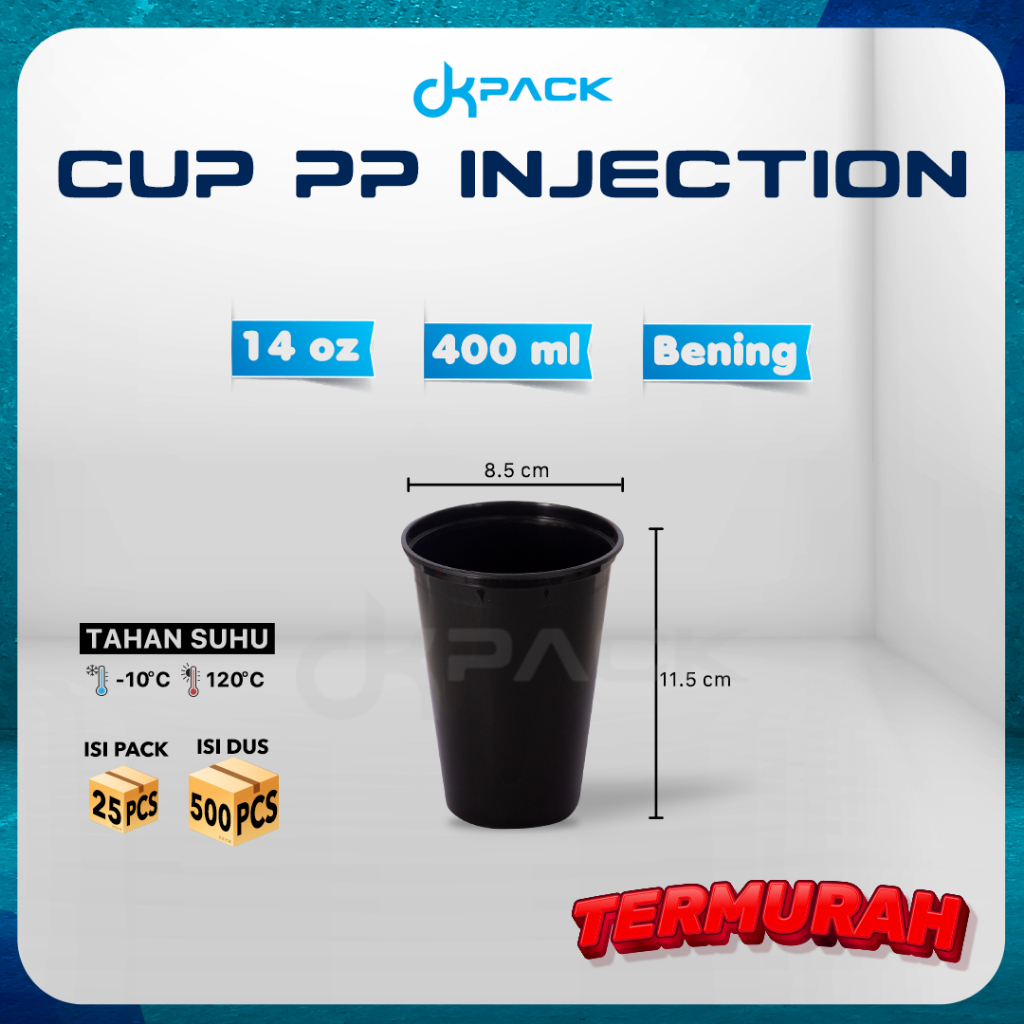 Jual Cup PP Injection Thinwall 14 oz (400 ml) Warna + Tutup Lid Sambung ...
