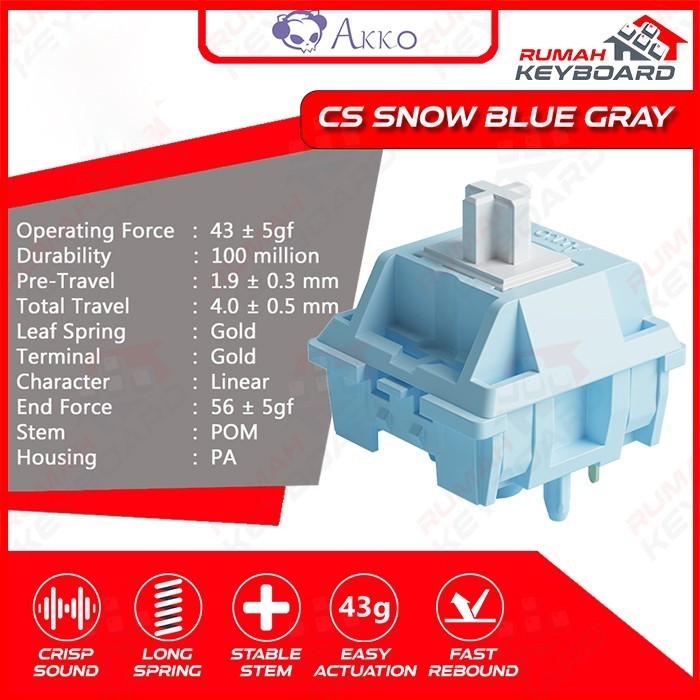 Jual AKKO - CS - Snow - Blue - Grey - Switch - 5 PIN - 43g - PCB Mount ...