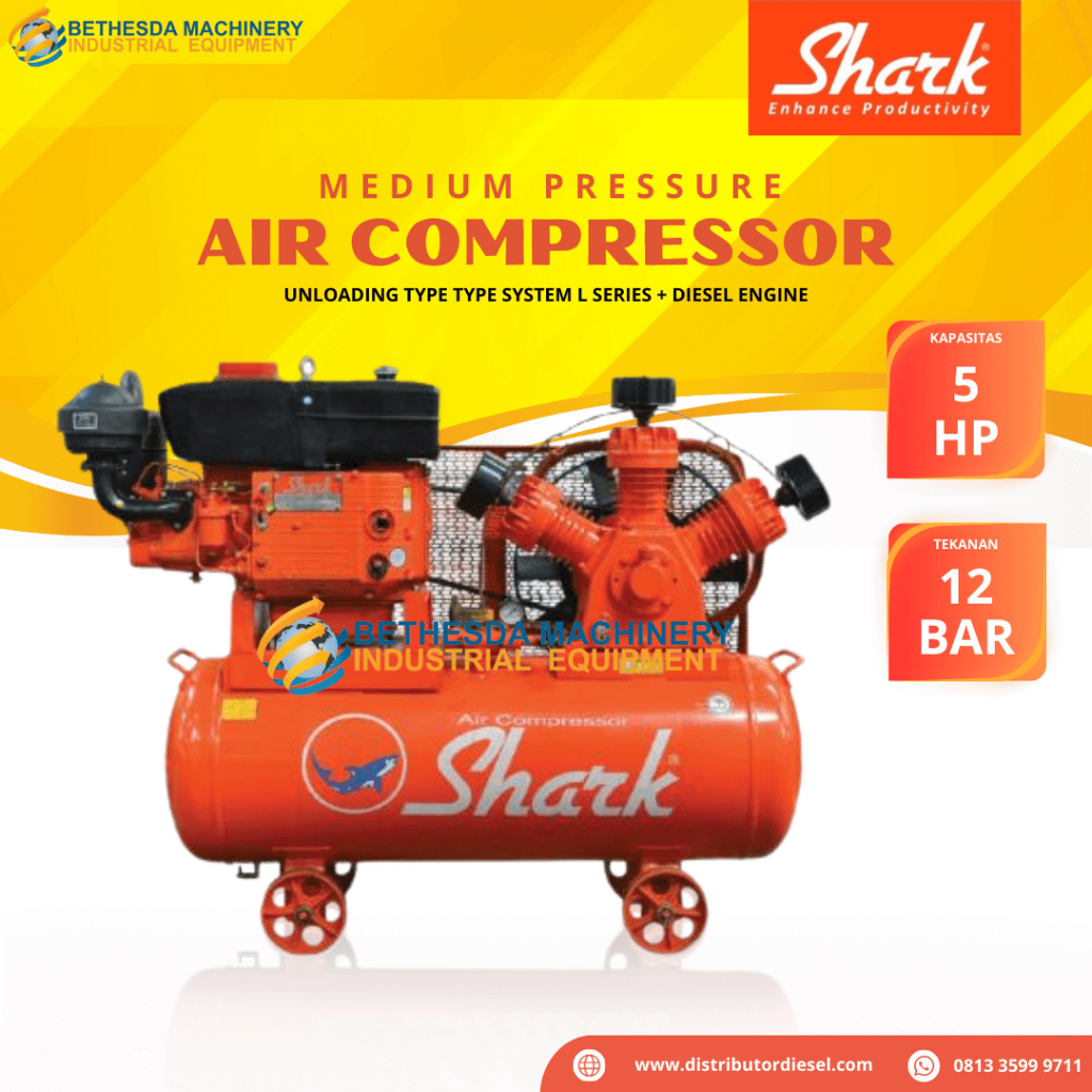 Jual Mesin 5HP Kompresor Shark AMP-FG 5 HP UNLD + Diesel Engine Rl80 ...