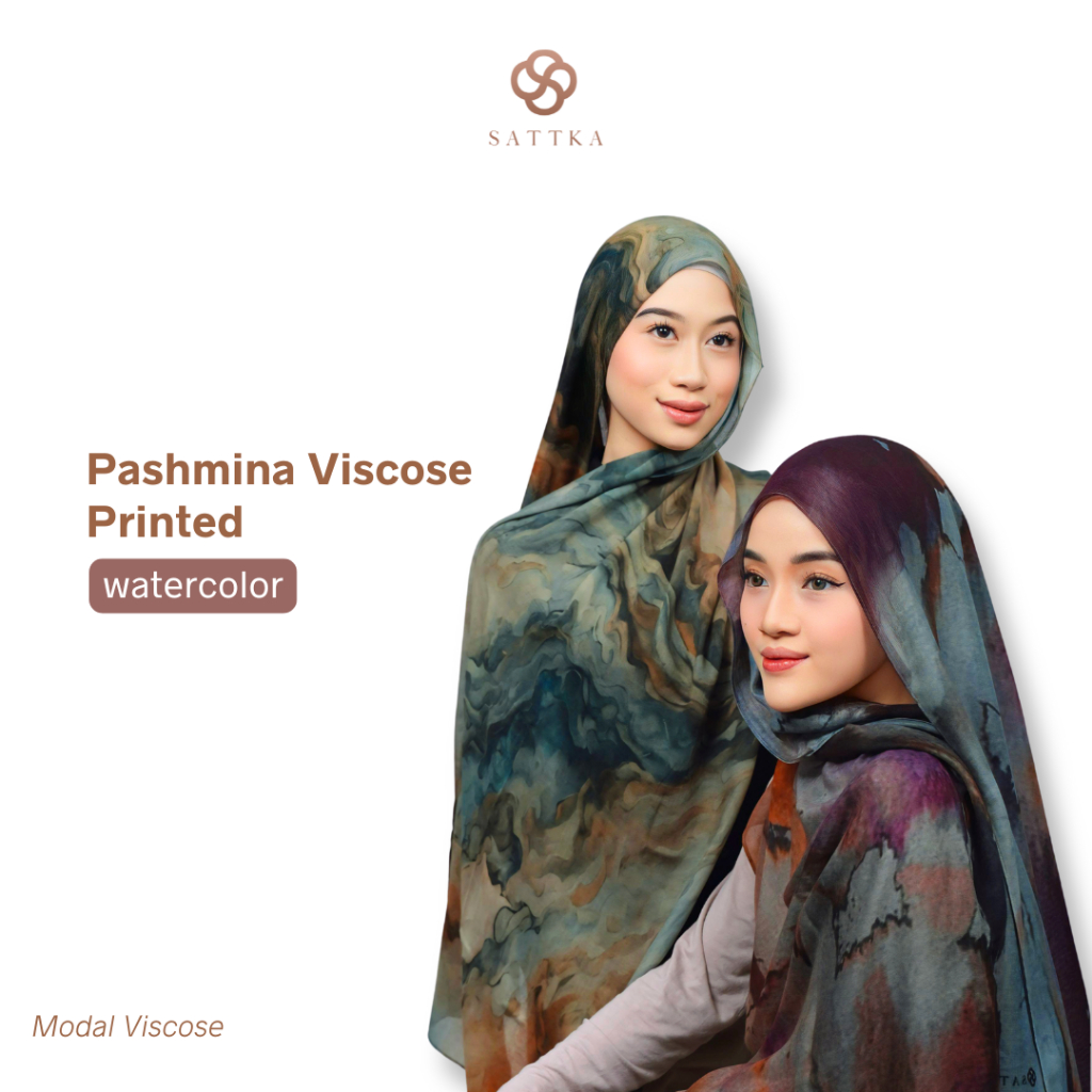 Jual Pashmina Viscose Printed Sattka | Watercolor Viscose | Shopee ...