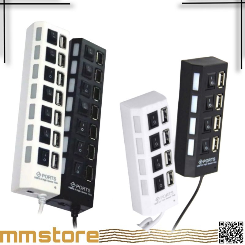 Jual USB Hub 4 DAN 7 Port Output Saklar Switch On Off LED 2.0 | Shopee Indonesia
