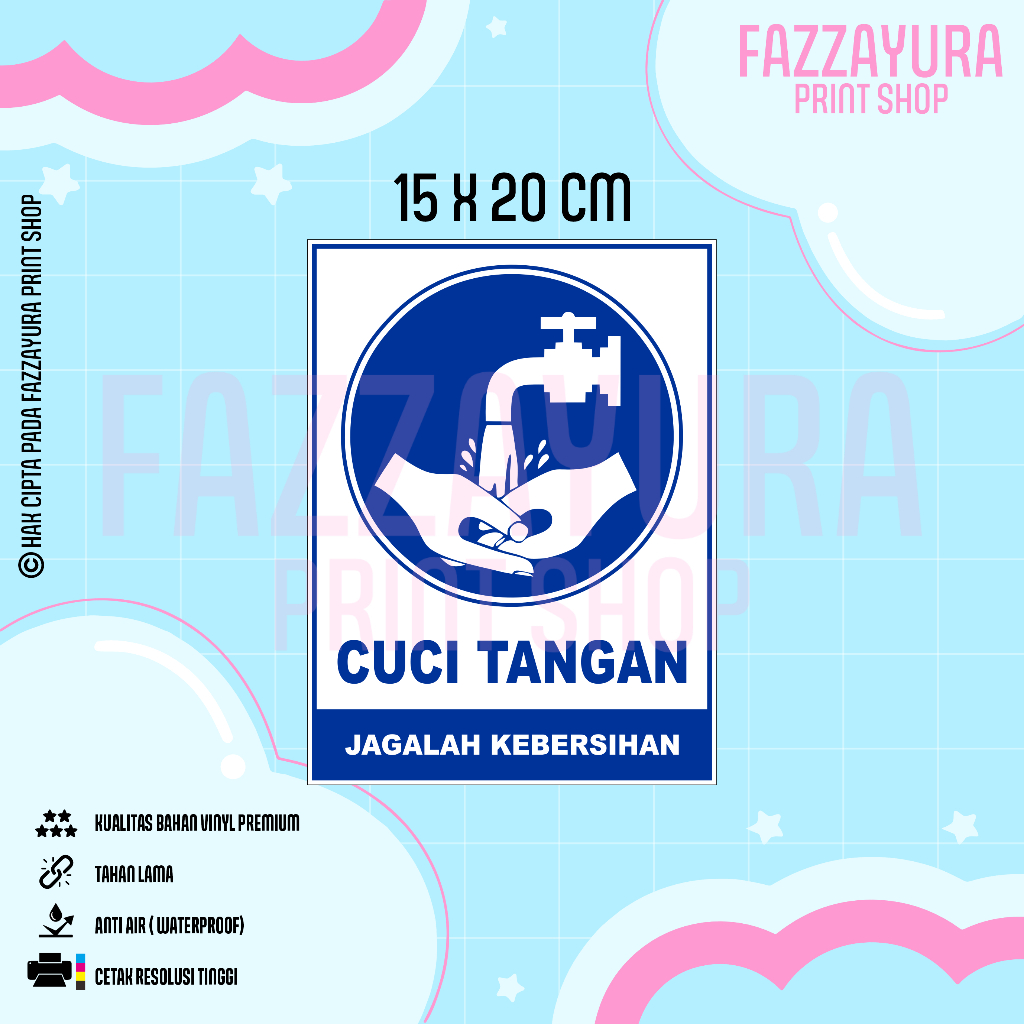 Jual STICKER CUCI TANGAN 15 X 20 CM | Shopee Indonesia