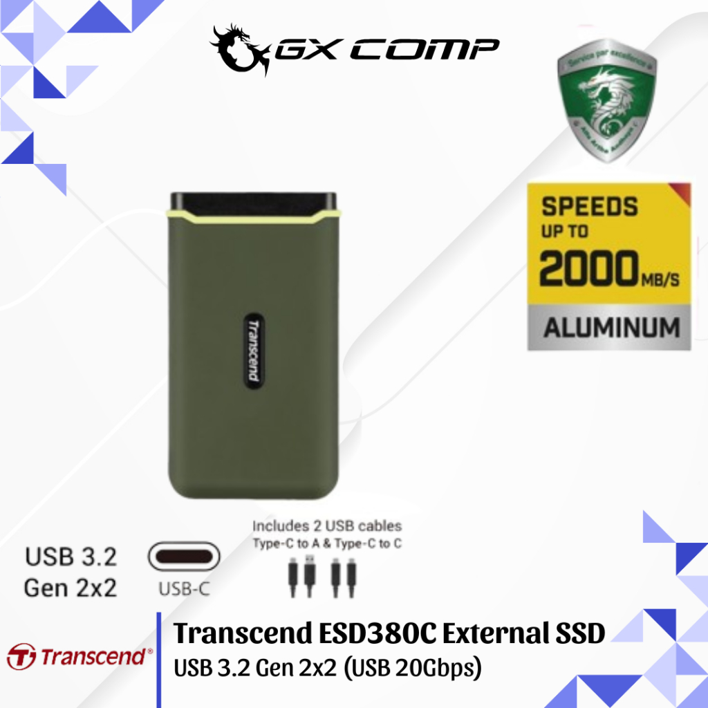 Jual Transcend ESD380C External SSD USB 3.2 Gen 2x2 USB 20Gbps 500GB ...