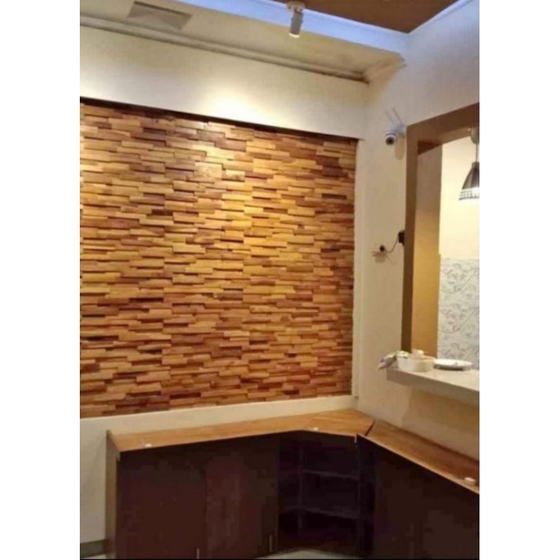 Jual wall panel kayu jati solid wood panel dinding kayu | Shopee Indonesia