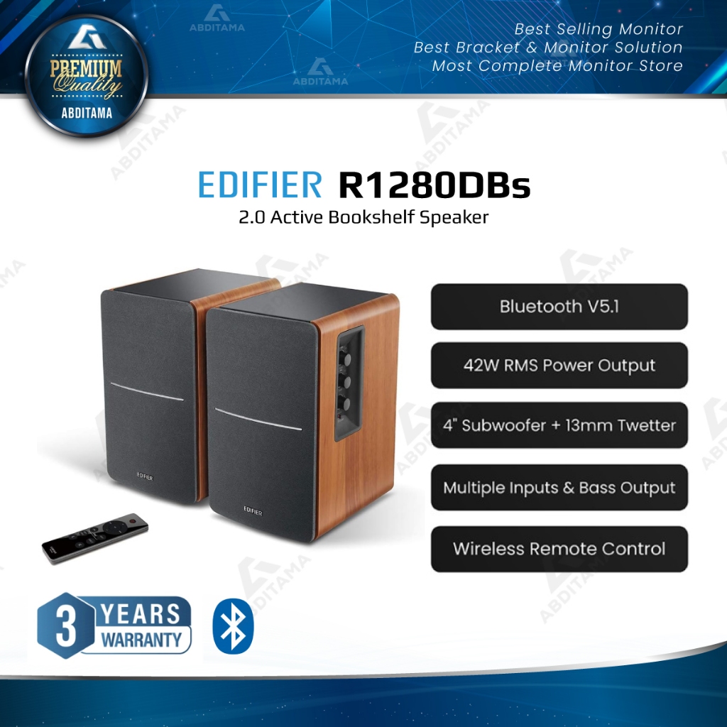 Jual Speaker Edifier R1280DBs 2.0 RMS 42w Driver 4-inch woofer + 13mm silk dome tweeter ...