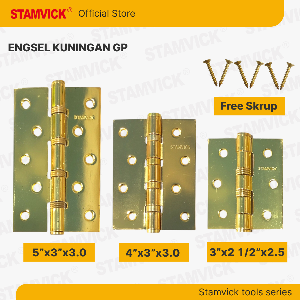 Jual Engsel Besi Untuk Pintu dan Jendela Tebal Kuning Stamvick Ukuran 3 ...