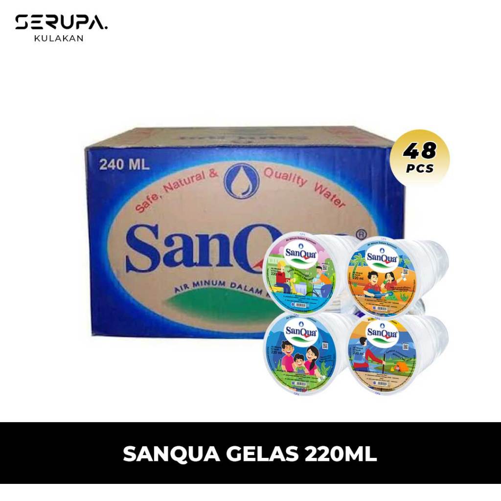 Jual SanQua Air Mineral kemasan Gelas 220ml isi 48 gelas | Shopee Indonesia